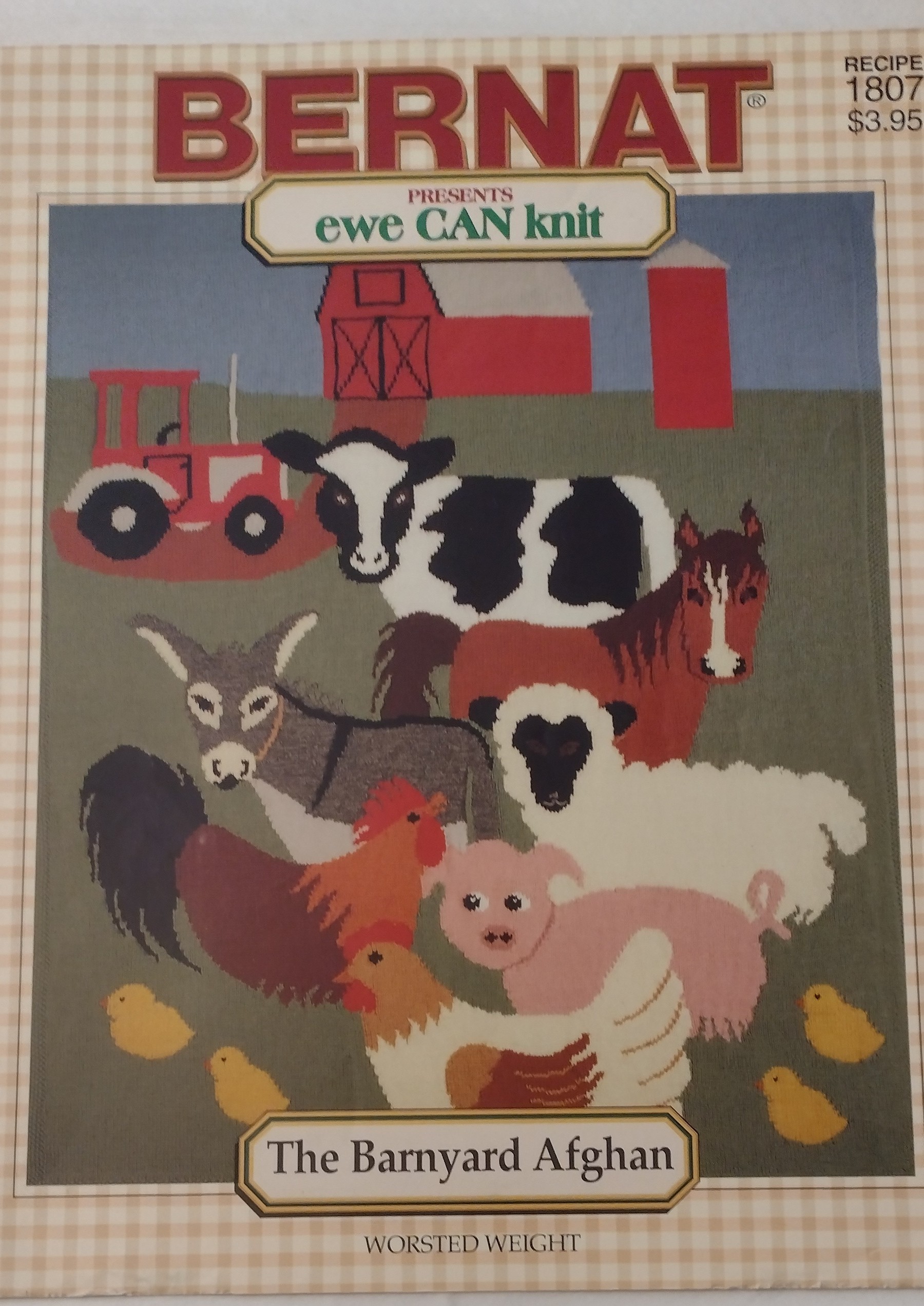 1807 Barnyard afghan Ewe Can knit Bernat knitting pattern – Prices $US ...